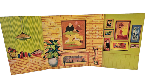 Barbie Knitting Pretty Reproduction Tri-Fold Backdrop Barbie House ...