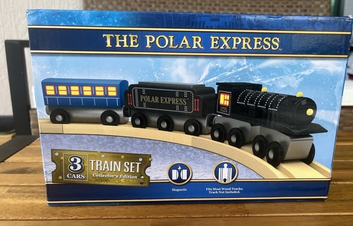 The Polar Express Wood Toy Train Set - 3-Piece Magnetic -MasterPieces ...