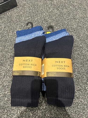 Next Men's 3 Pack Cotton Rich Ribbed Heavy Socks Sizes 9-11 X2 Packs ...