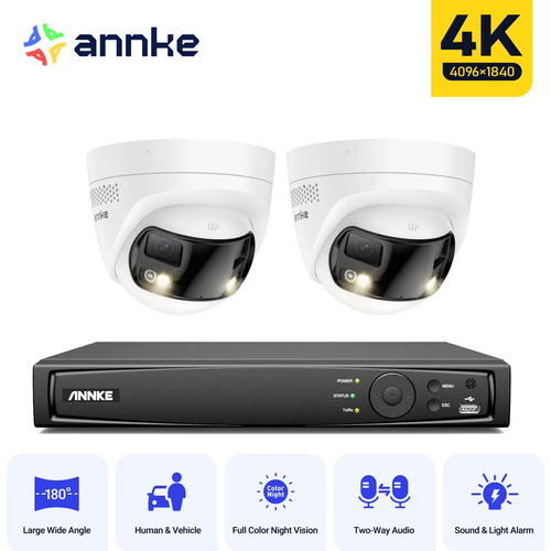 Ultra HD 4K Security Camera 180 Degrees Panoramic Dual Lens IP Camera ...