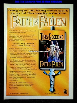 Faith of the Fallen Terry Goodkind Tor 2000 Print Magazine Ad Poster ...