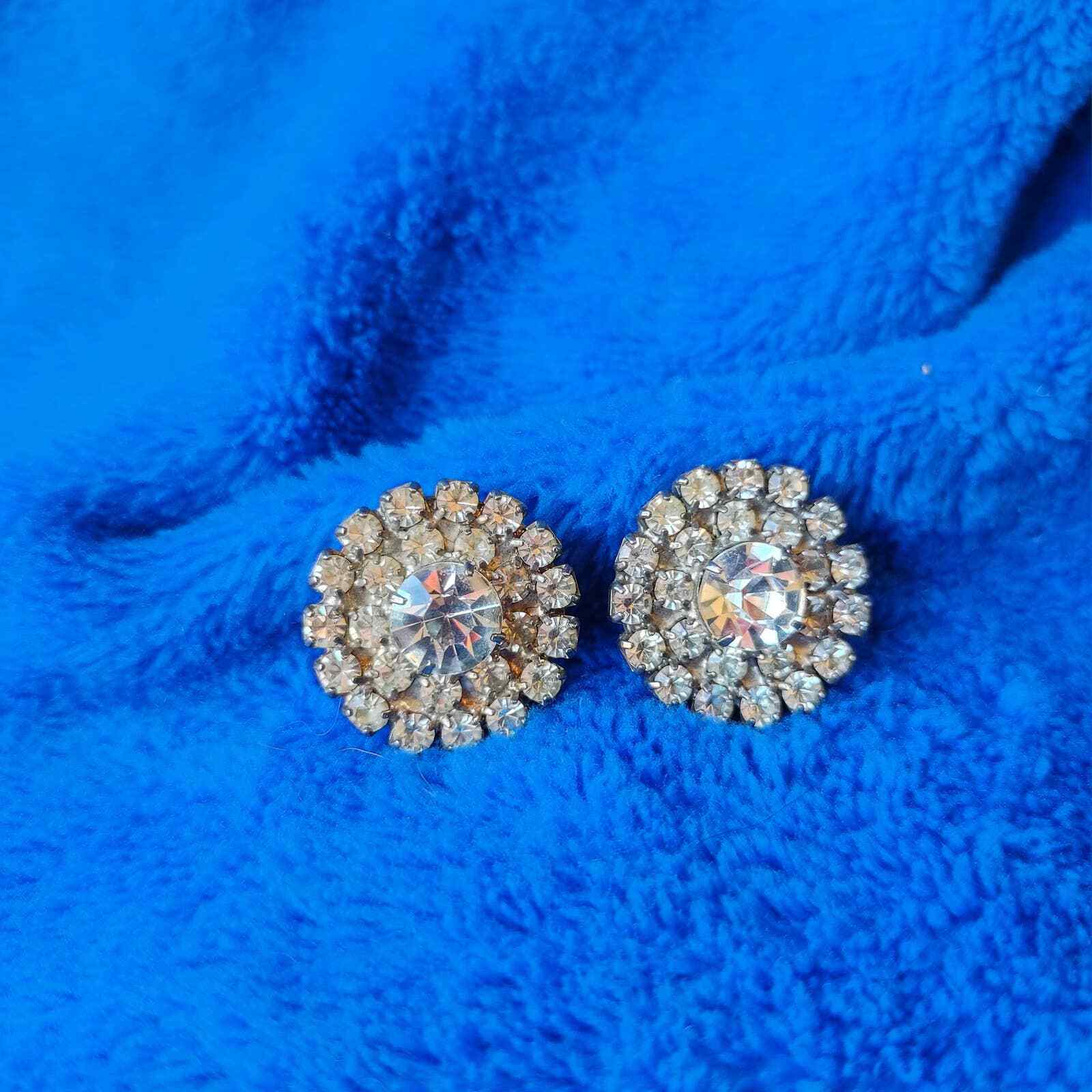 Antique 1920s Art Deco Circle Round Rhinestone Silver… - Gem