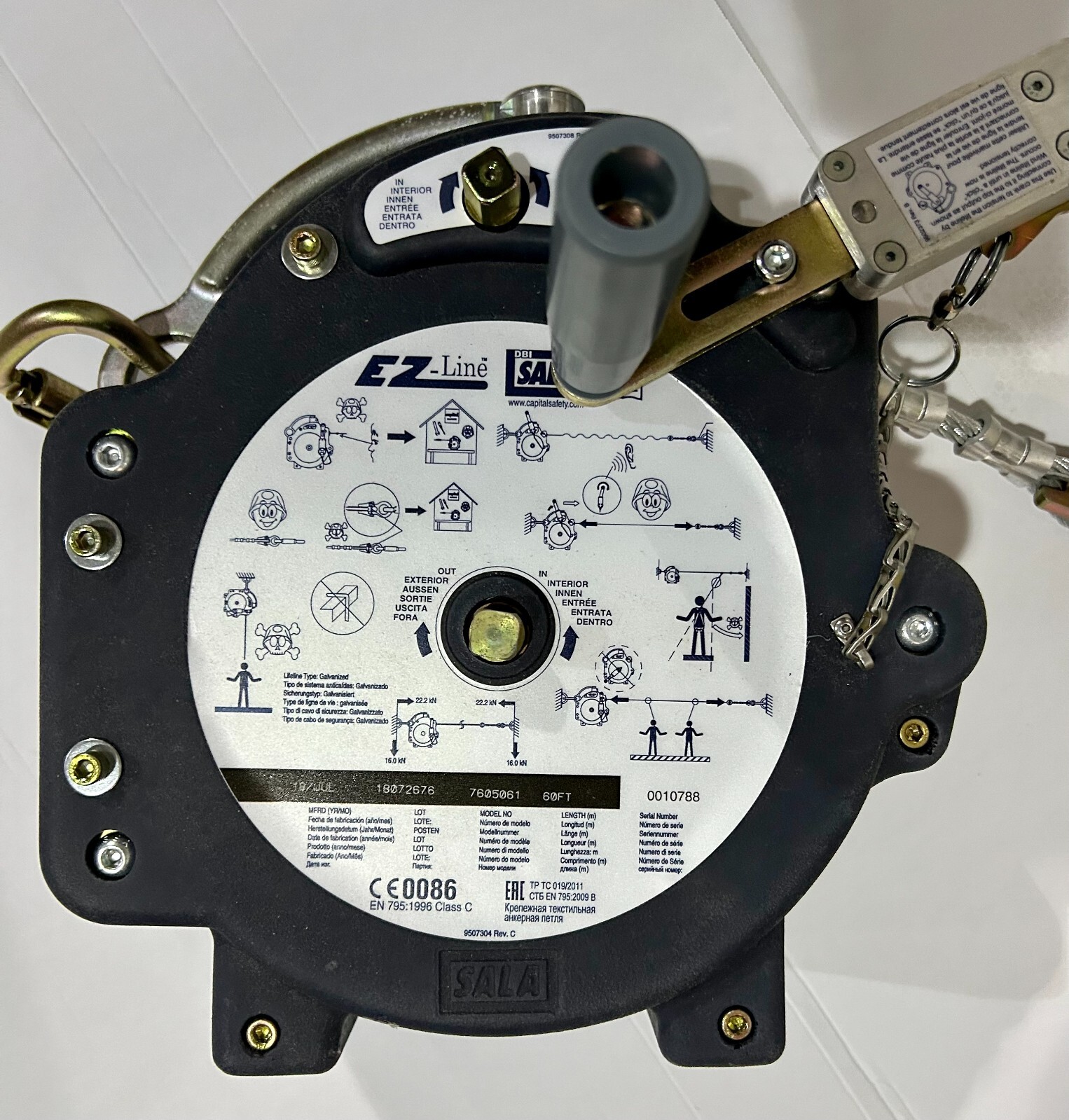 3M DBI SALA EZ-Line 7605061 Temporary Lifeline 18m Built in Winch ...