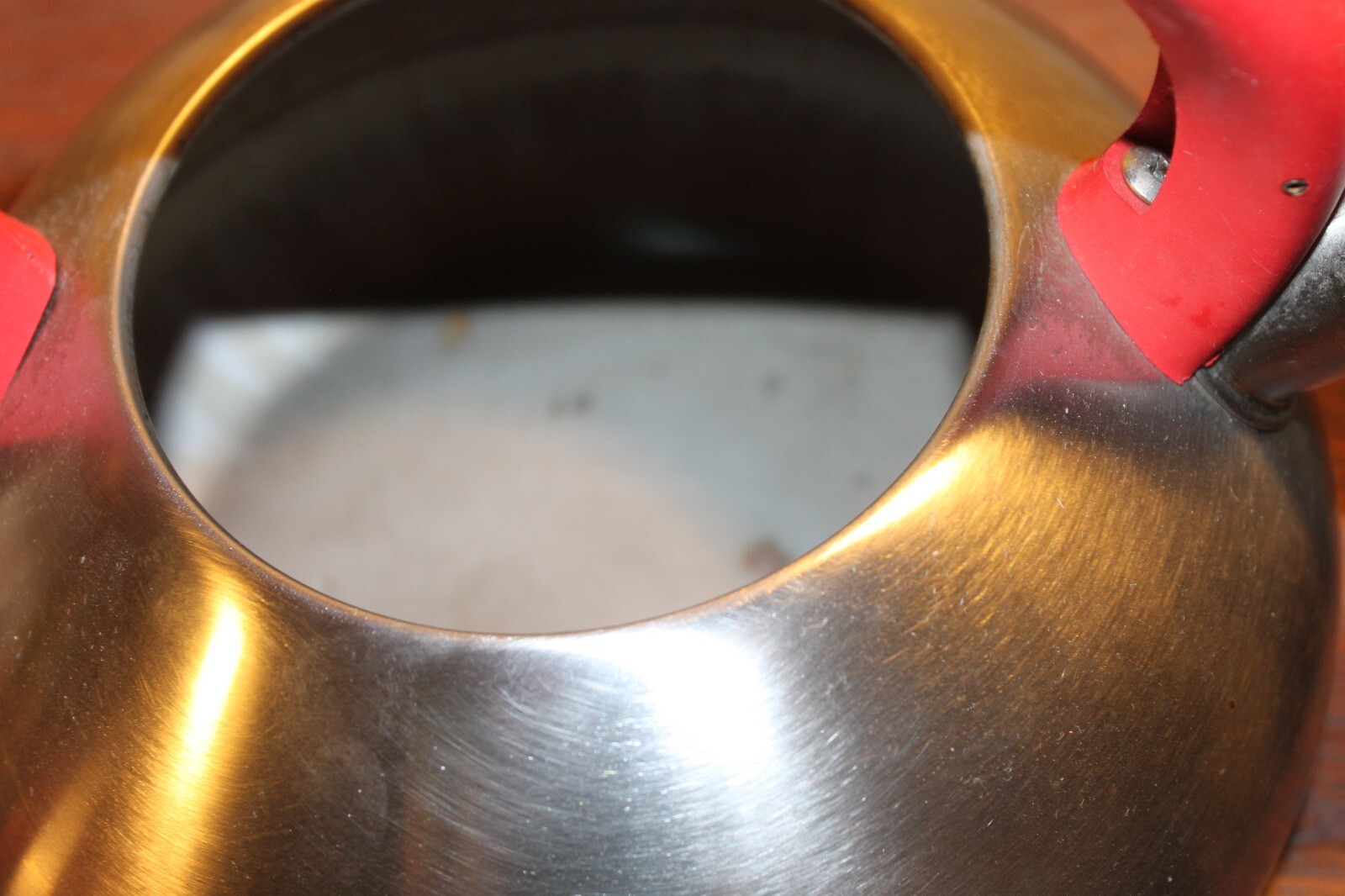 Brandani Whistling Tea Kettle. Brushed Stainless Steel w/ Red Soft ...