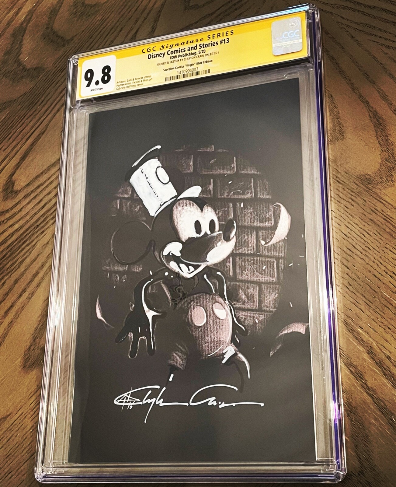 DISNEY COMICS 13 B&W VARIANT CGC 9.8 SS PAINTED CLAYTON CRAIN MICKEY ...