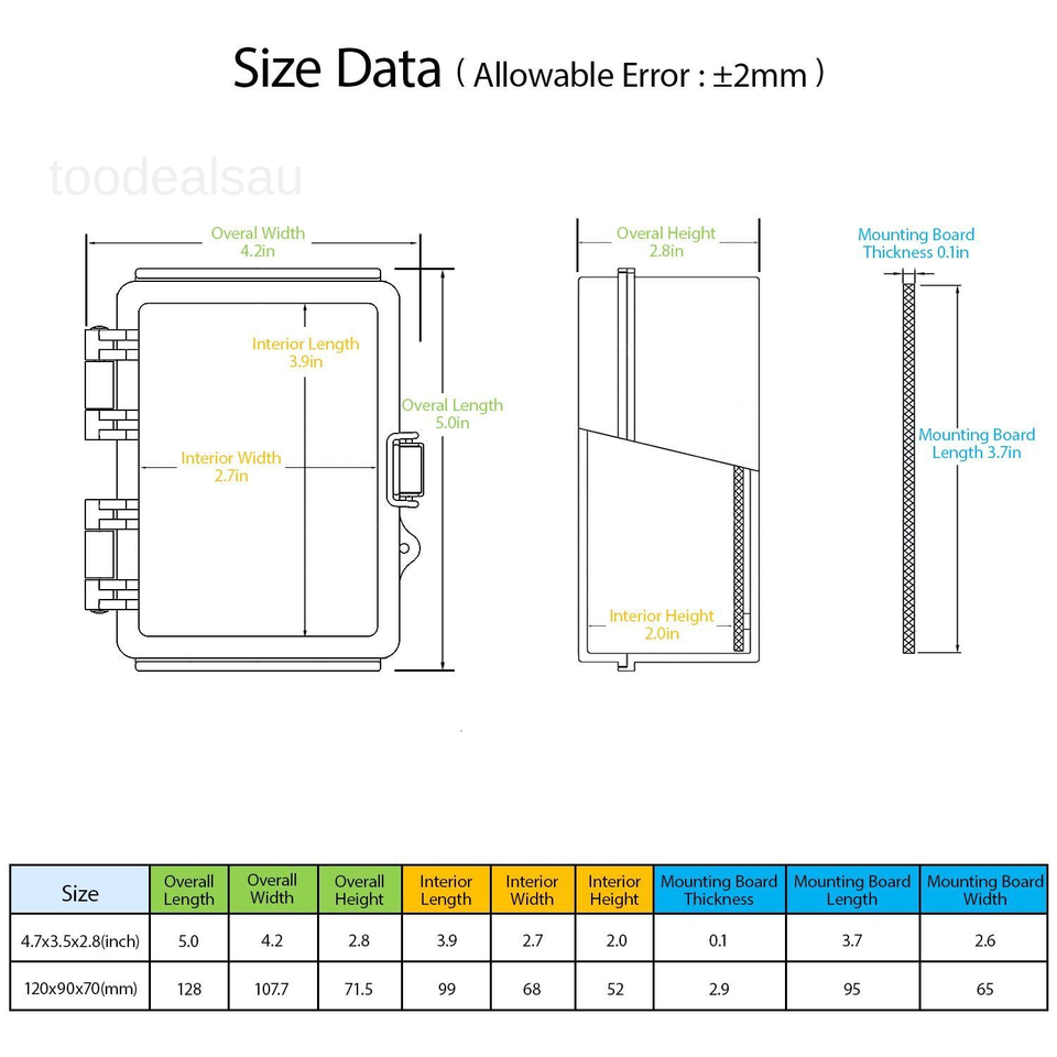 Electrical Box, IP67 Waterproof Hinged 4.7"x3.5"x2.7", Clear Cover | eBay