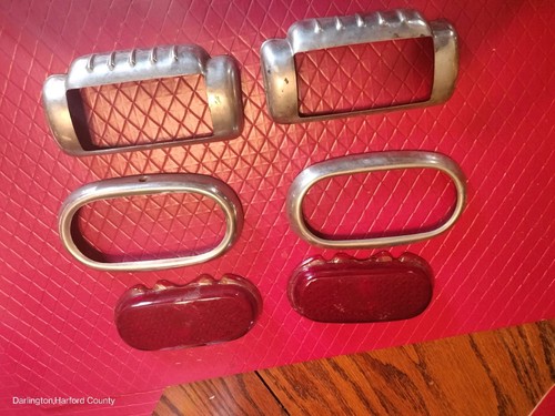 1946-1948 Ford Pr. Rear Tail Light Glass Lens & Bezels & Pr. Front ...