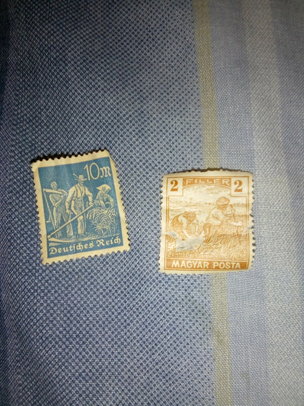 1 Germany 1922 Deutsches Reich Blue Reaper 10m + 1 Magyar Posta 22 ...