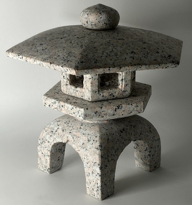 Pink Gray Stone Lantern Tourou Miniature Granite Japanese Garden ...