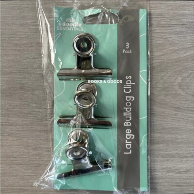3 Large BULLDOG CLIPS Strong PAPER LETTER Silver Colour Paper Clips ...