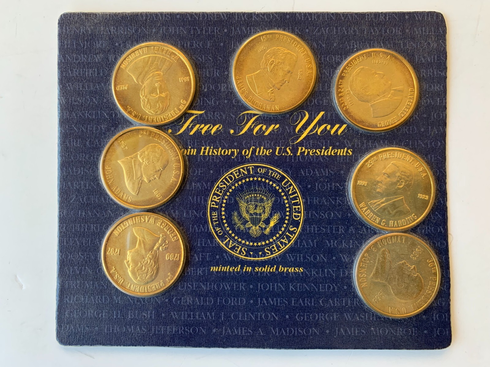 READERS DIGEST SET OF 7 PRESIDENT BRASS COINS | eBay