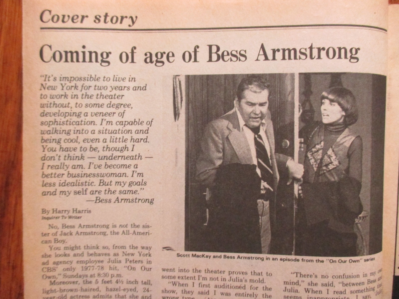 Feb.12-1978 Philadelphia Inquirer TV Week(BESS ARMSTRONG/SCOTT MacKAY/ON OUR OWN | eBay