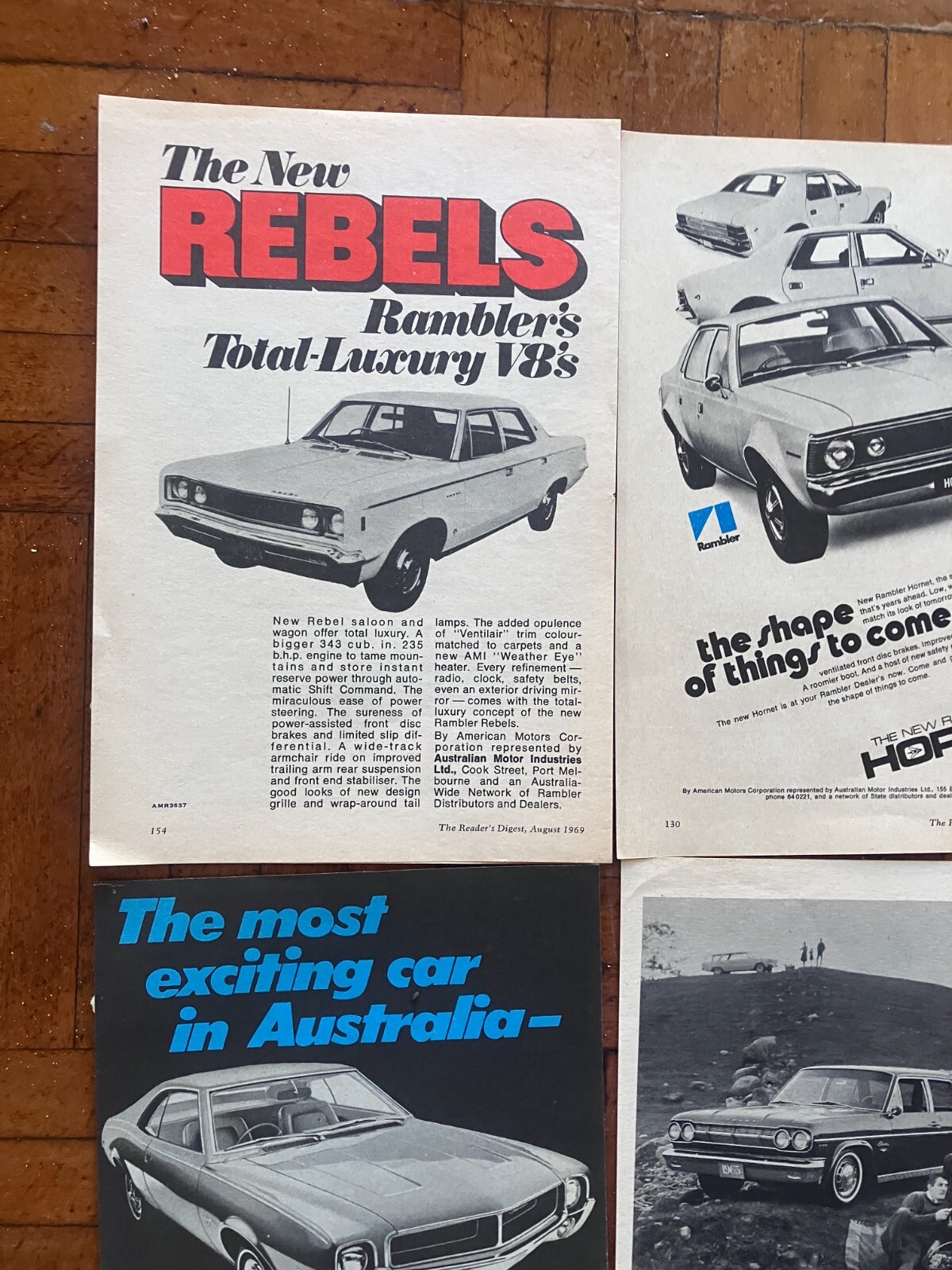 8x Aussie 1970 Rambler Javelin Rebel Hornet Matador Magazine Ads AMC ...