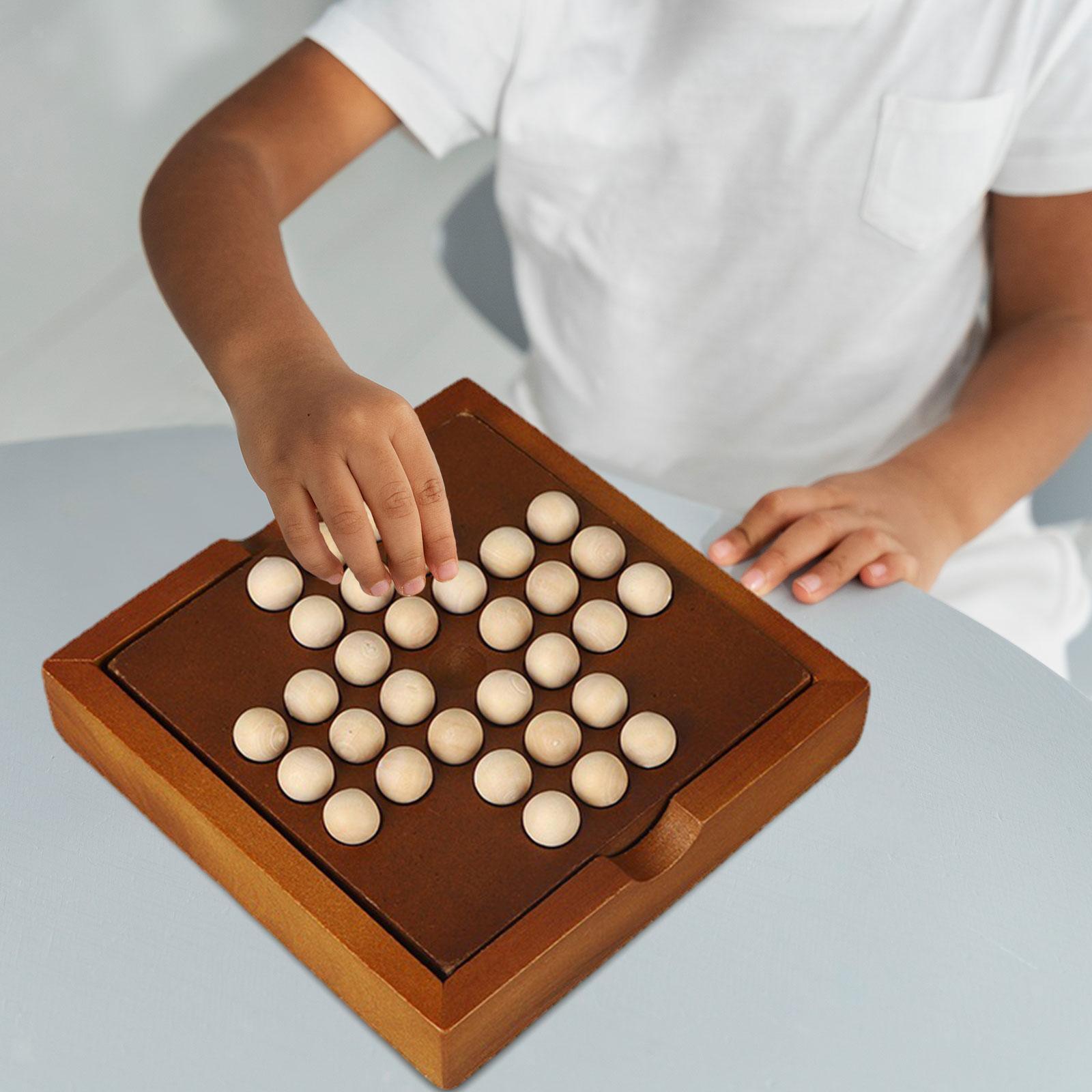 Wooden Solitaire Board Game Tabletop Decor Independence Chess for Teens ...