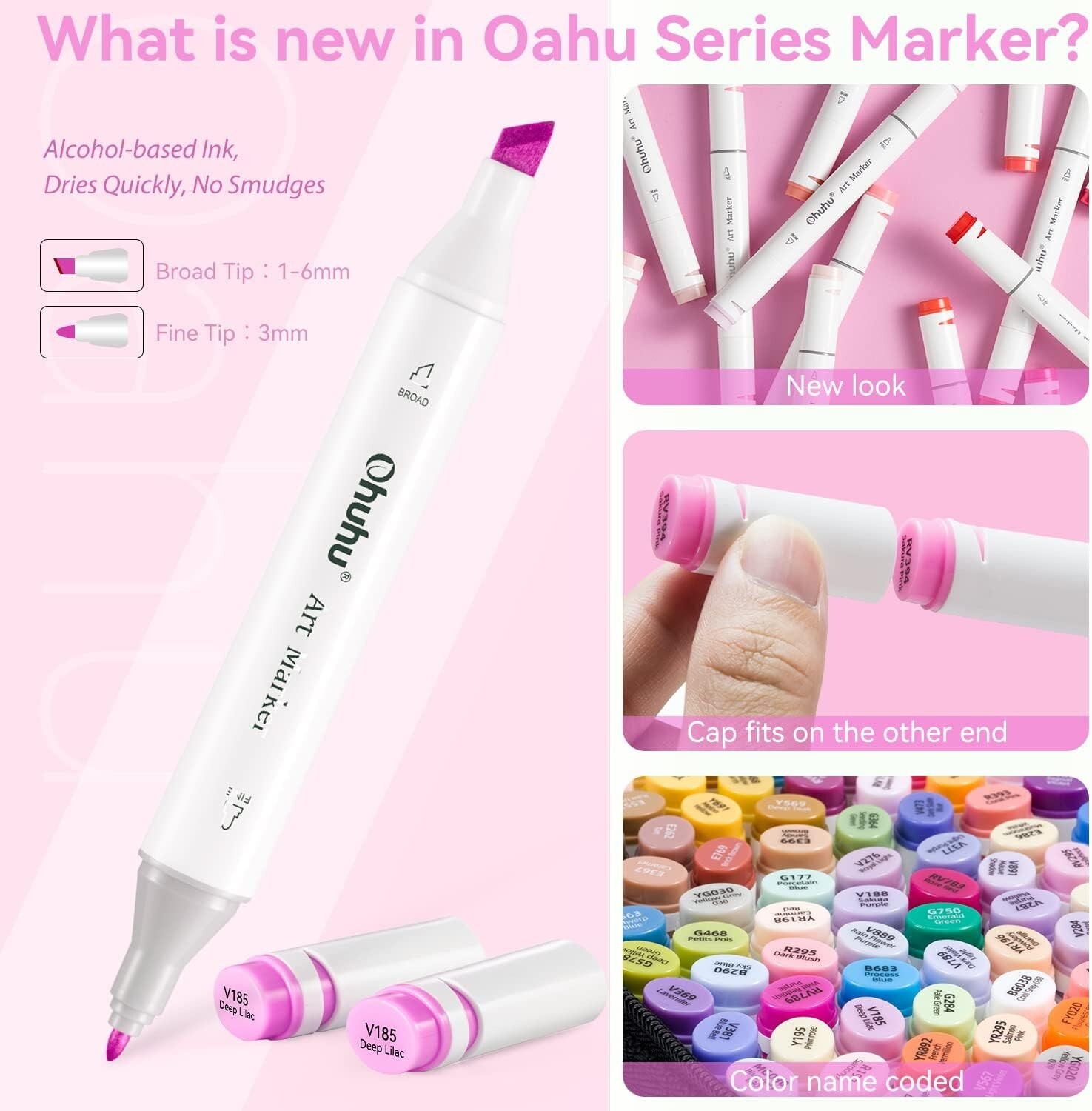 Ohuhu Alcohol Markers, Double Tipped Art Marker Set for Kids Adults ...
