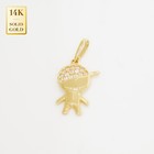 14K REAL Solid Gold Children Boy With Baseball Cap Pendant Charm for ...