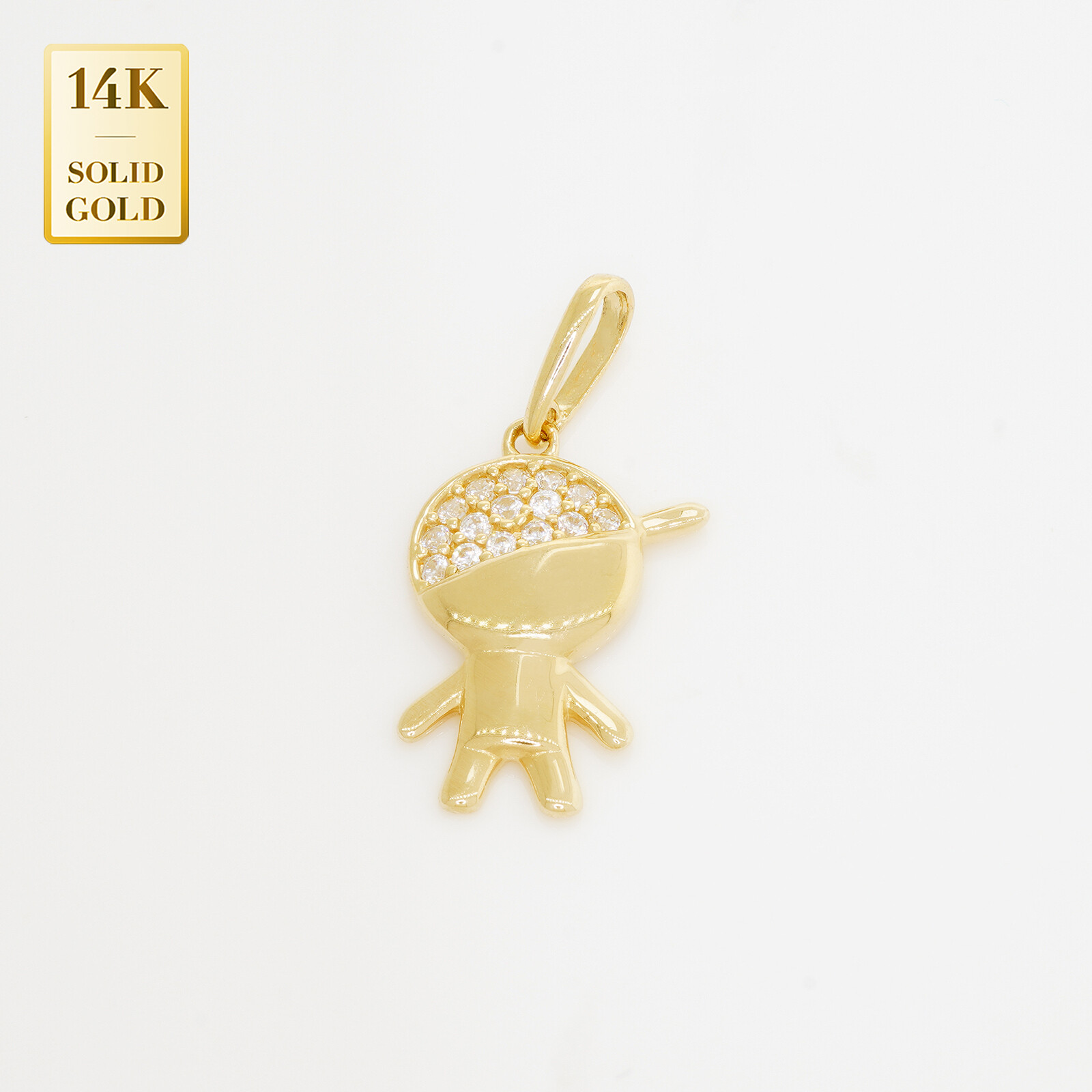14K REAL Solid Gold Children Boy With Baseball Cap Pendant Charm for ...