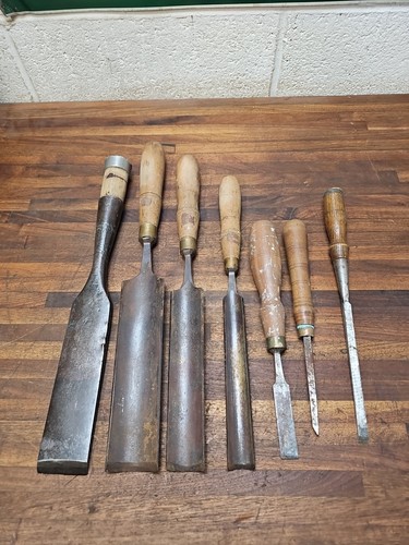 K825- Lot of Vintage Antique Wood Chisels | eBay