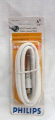 White Philips 6ft 1.8m RG6 Coaxial Cable-Brand New!(box-105,192,194,195 ...