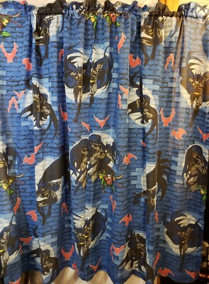 Vintage Batman 2 Curtain panels 80” x 64” Long With Valance *rare* (m ...