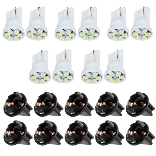 10x T10 194 LED Bulbs w/ 1/2" Sockets Instrument Gauge Cluster Dash ...