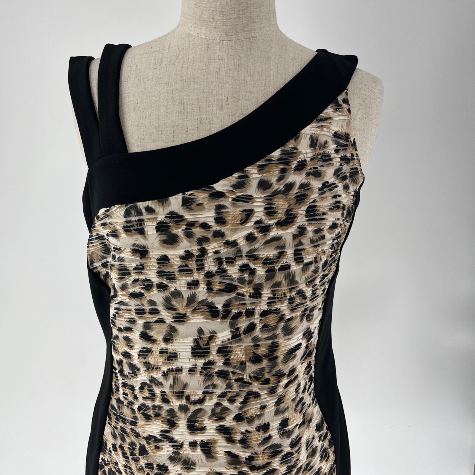 Frank Lyman Dress Size 14 Leopard Print Asymmetric Party Cocktail ...