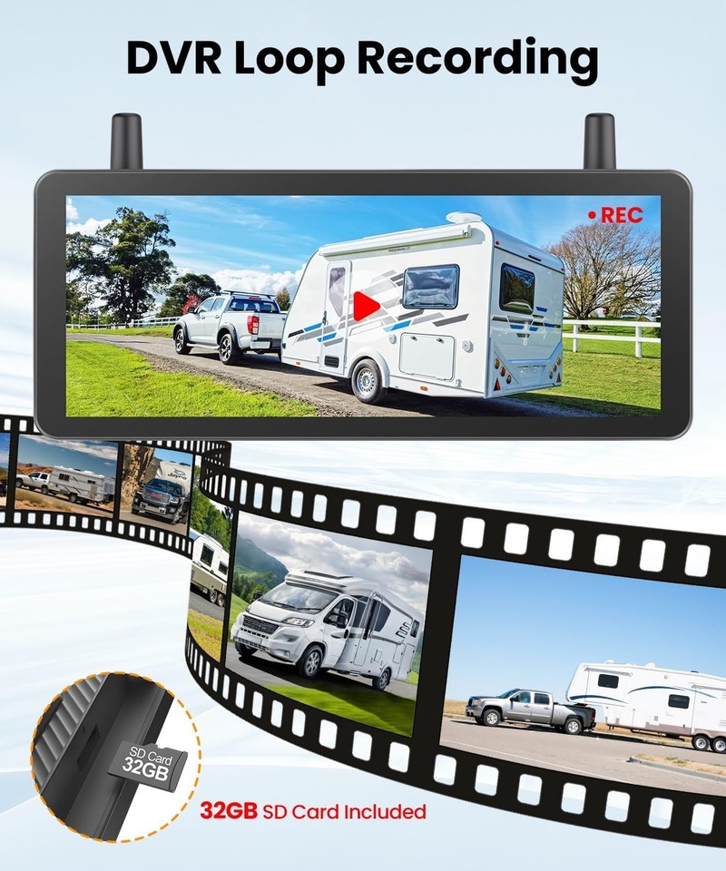 AUTO-VOX Solar5B RV Magnetic Backup Camera Loop Recording 7.2" DVR ...