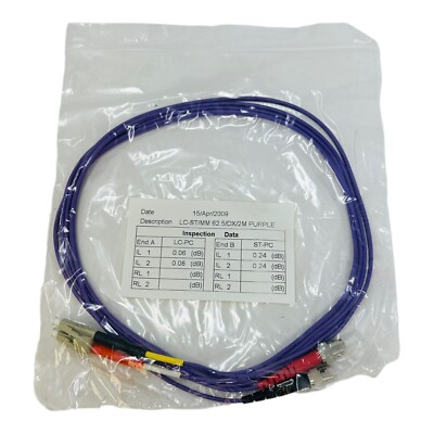 FIBER OPTIC CABLE LC-ST/MM 62.5/DX/2M PURPLE END A .06/.08dB END B .24 ...