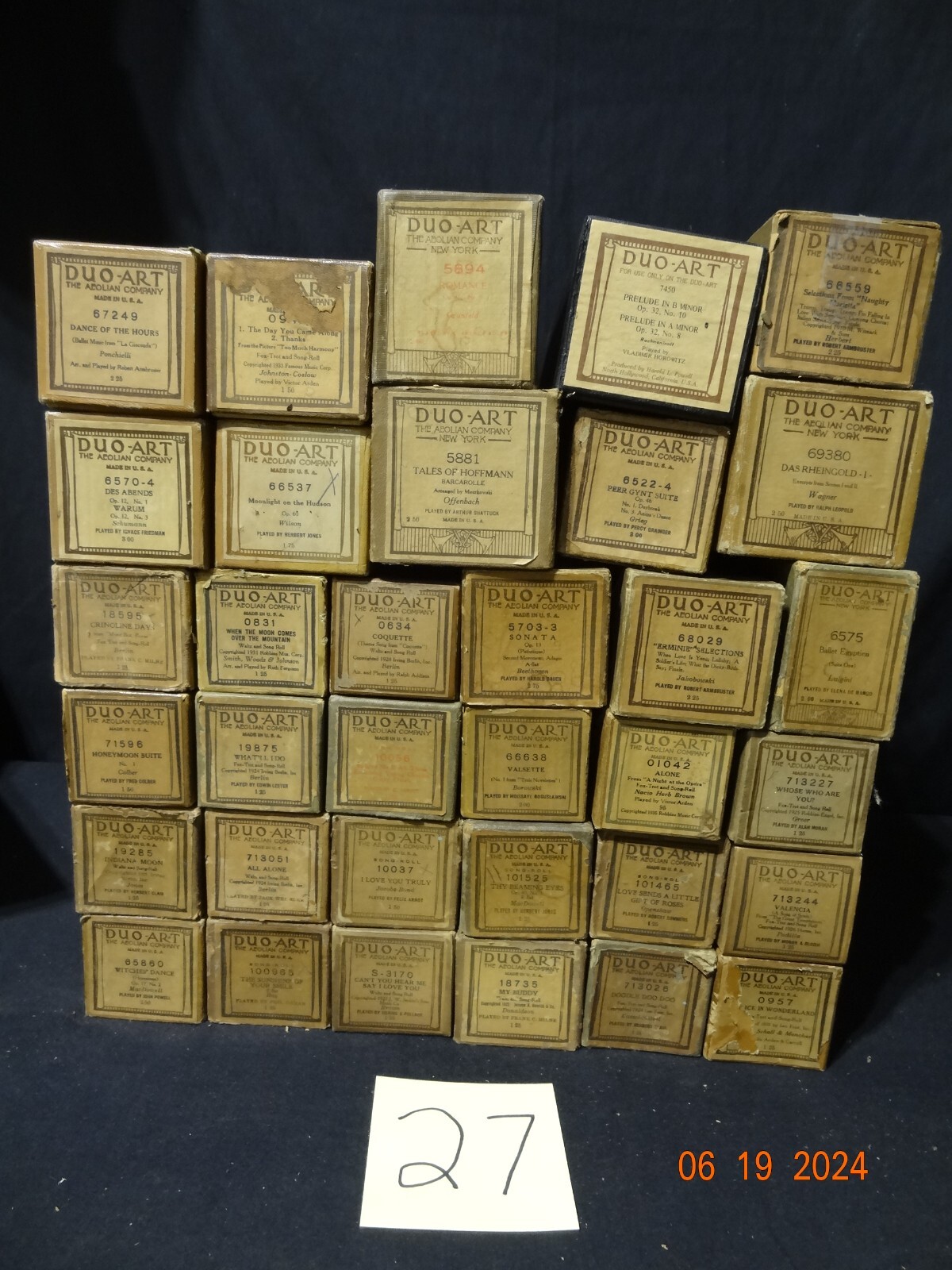 DUO ART REPRODUCING PLAYER PIANO ROLLS BOX OF 34 Lot 27 | eBay
