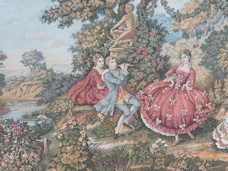 Vintage French Tapestry Goblin Romantic Pictorial Medieval Wall Hanging ...