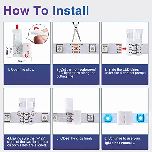 Led Light Connectors For Strip Lights 20 Packs 4 Pin Connector 10mm ...