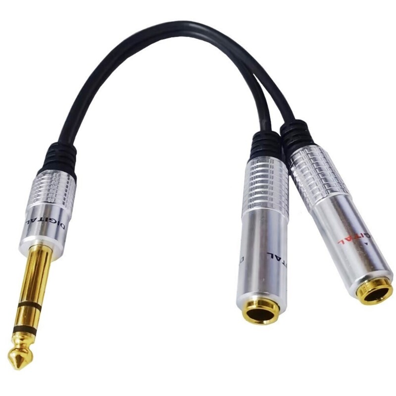 6.35mm 1/4 Inch Male TRS Stereo to Dual 6.35mm 1/4" Female Audios ...