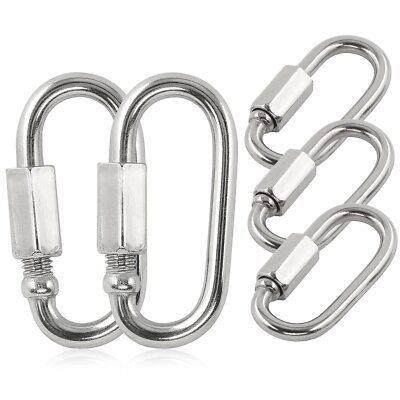 5 Pack Stainless Steel M3.5 Chain Link 1/8 Inch D Shape Locking Quick ...