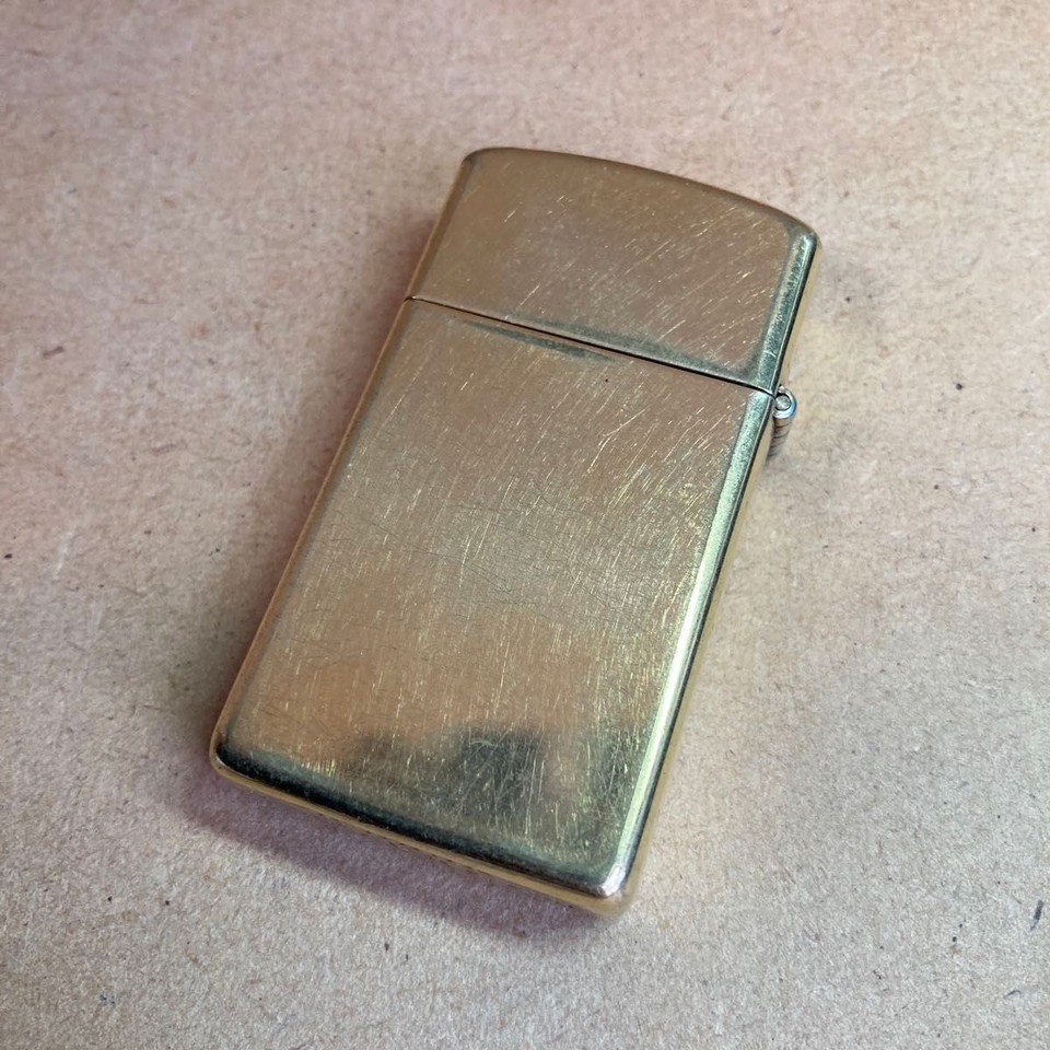 Zippo lighter items ZIPPO Slim Double Year Solid Brass Paint Gold Inner ...