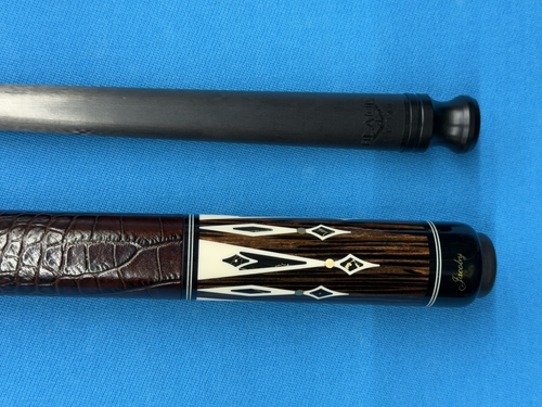 JACOBY CUSTOM POOL CUE 4.0 CF 12.3MM 30" BLACK PALM WHITE JUMA GOLD ...
