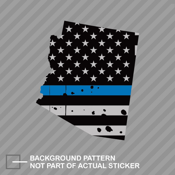 Distressed Arizona State Shaped Subdued US Flag Thin Blue Line Sticker ...
