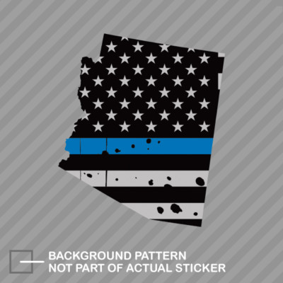 Distressed Arizona State Shaped Subdued US Flag Thin Blue Line Sticker ...