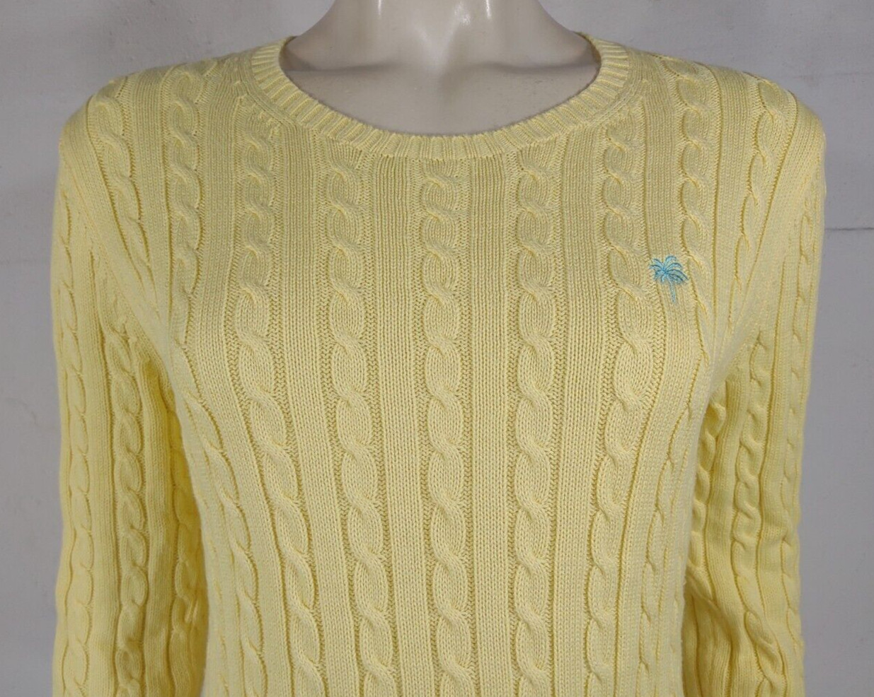 Lilly Pulitzer yellow cable knit palm tree 100% Cotto… - Gem