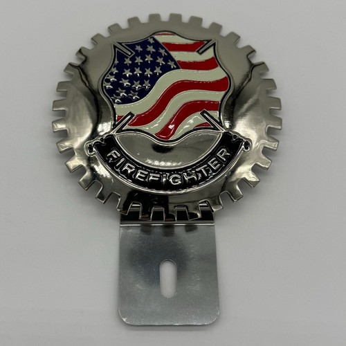 American Fire Fighter Car/Truck License Plate Topper- Chromed Brass ...