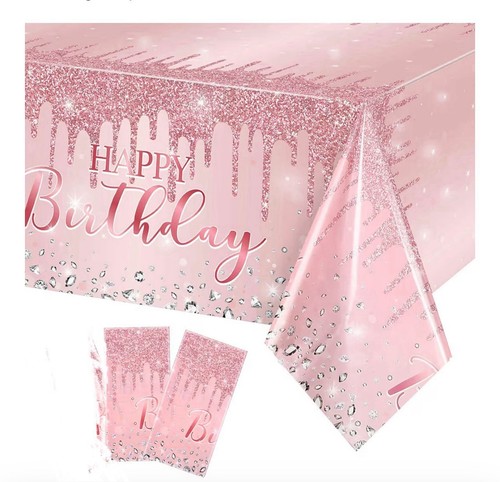 2 Pcs Pink and Rose Gold Tablecloths 54" x 108", As Shown in the ...