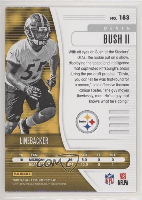 2019 Panini Absolute Rookie Green Devin Bush II #183 Rookie RC 00b3 | eBay