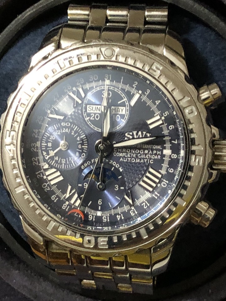 SWI Chronograph Blue Dial Steel 42 mm Limited Edition Automatic Watch ...
