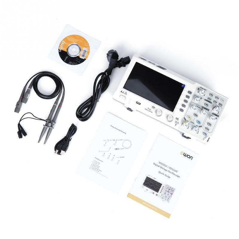 OWON SDS1102 Digital Storage Oscilloscope 2 Channels 100MHZ 1GS/s 10K ...