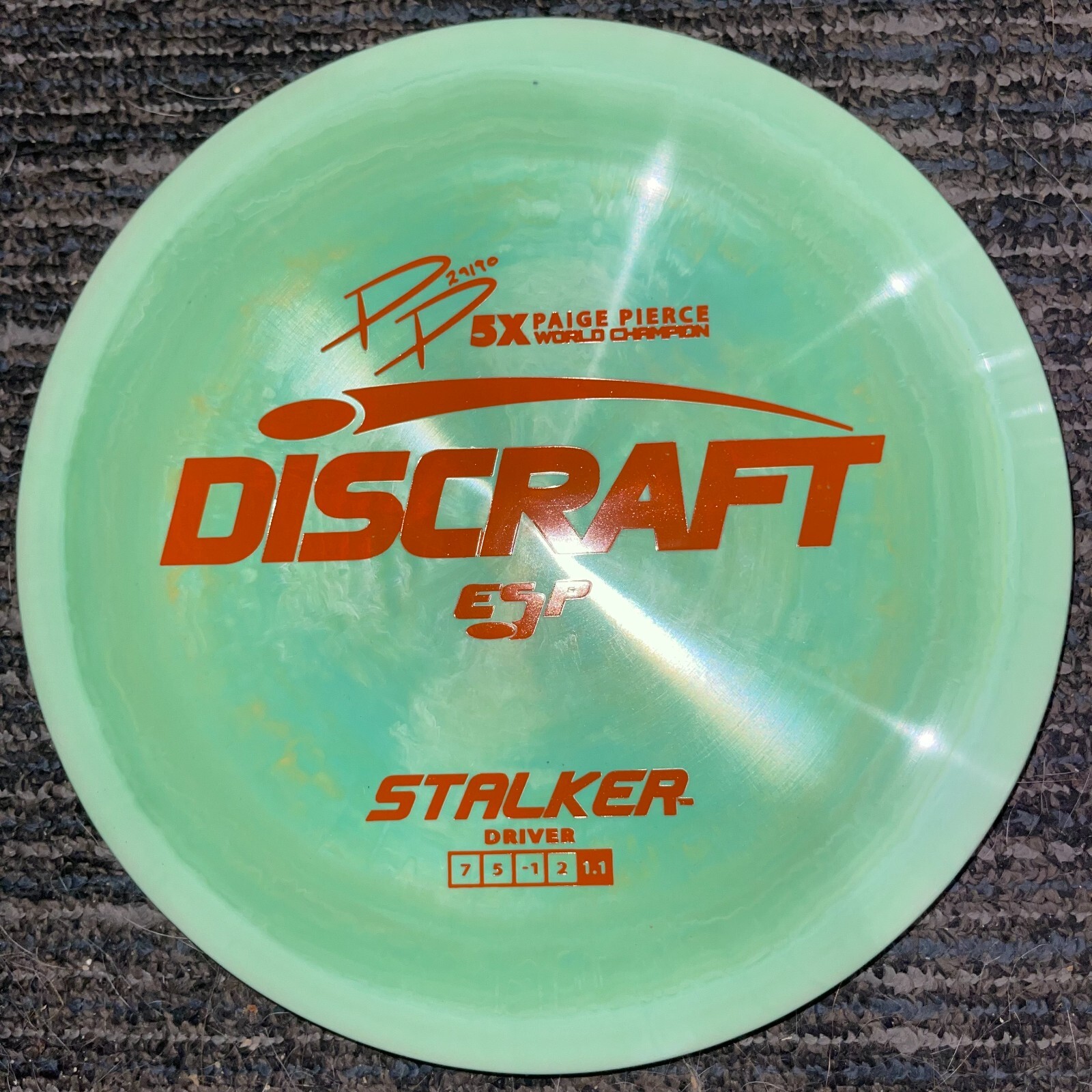 NEW DISCRAFT ESP SWIRLY STALKER DISC GOLF FAIRWAY DRIVER GR/OG 175-6G ...