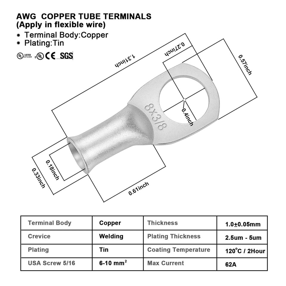 Battery Cable - 8 AWG 8 Gauge Wire Made with Tinned Copper Wire Battery ...