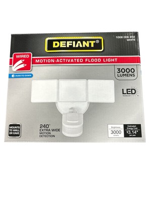NEW Defiant 3000 Lumens Motion Activated Integrated LED Hardwired Flood ...