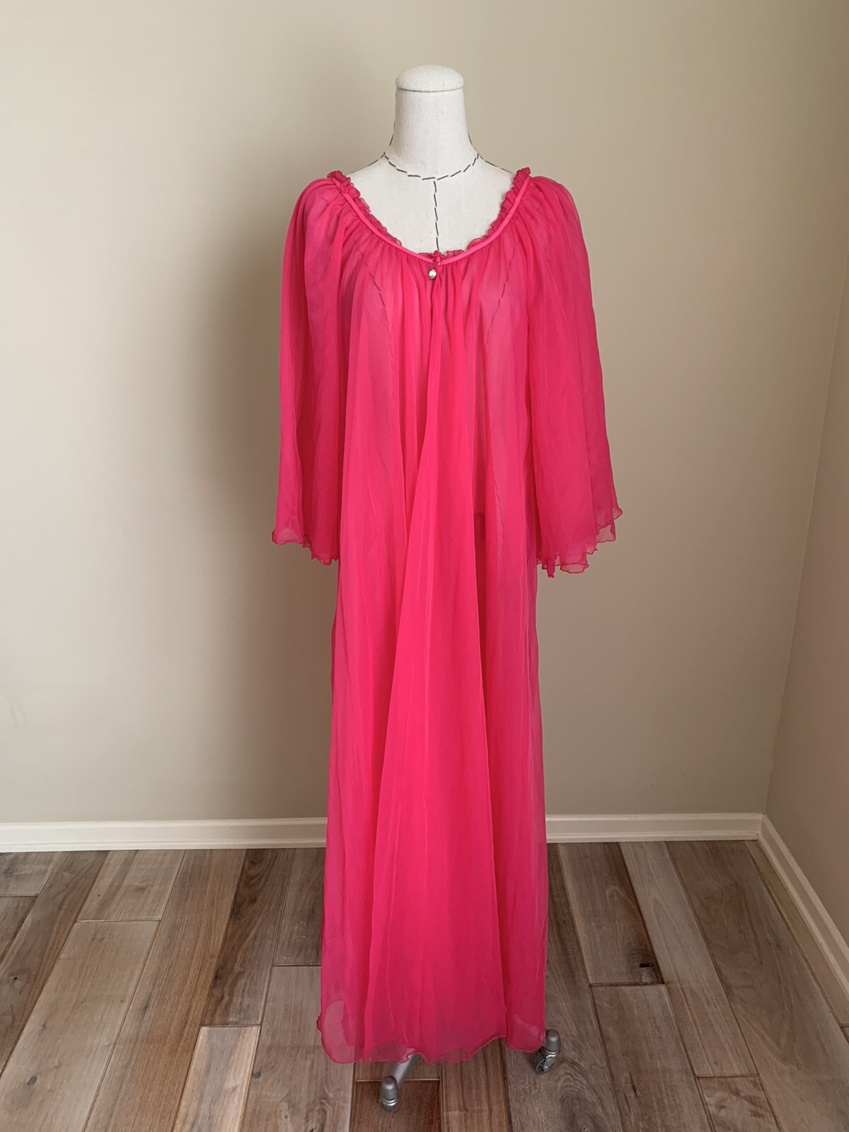Rare Vintage 60s Fredericks of Hollywood Pink Sheer Lingerie Robe ...