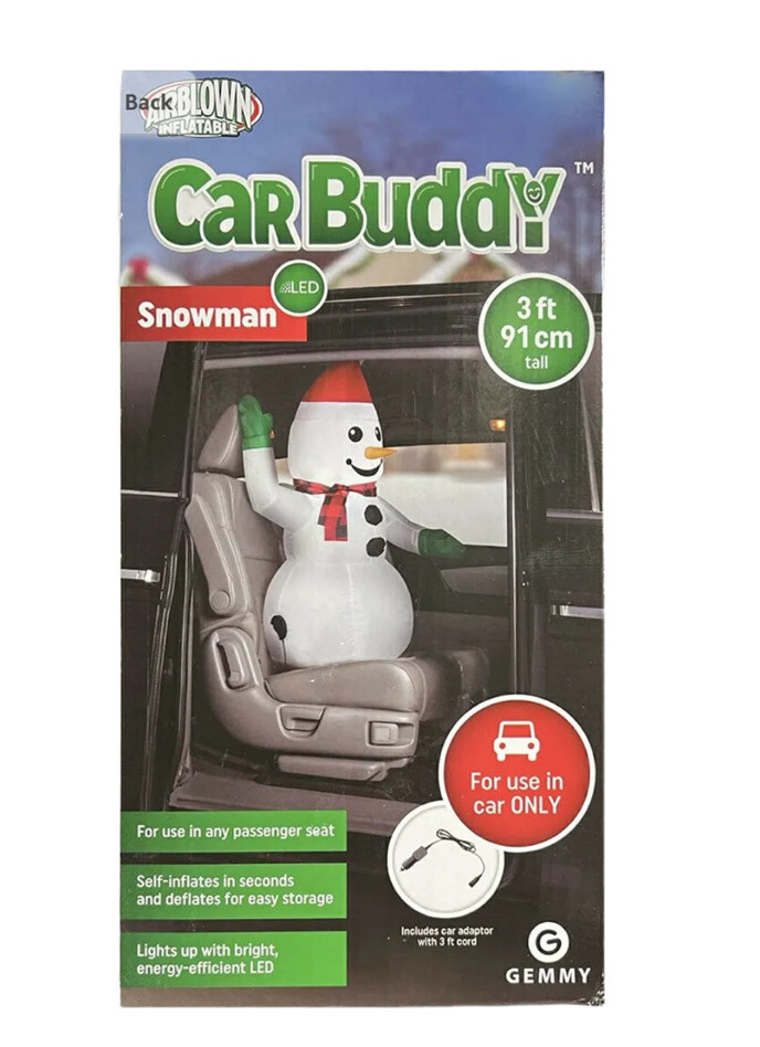 3 Foot Snowman Car Buddy Christmas Airblown Inflatable Ride A Long New ...