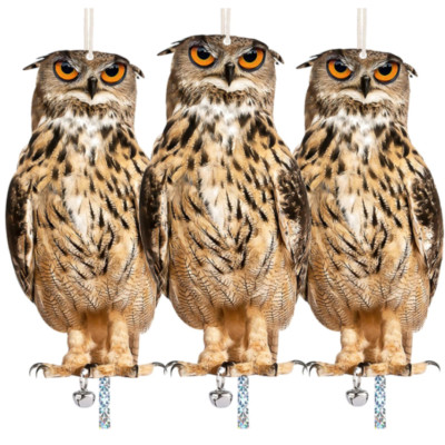 3 Pack Fake Owl Hanging Effective Bird Control, Fake Owl Decoy to Scare ...