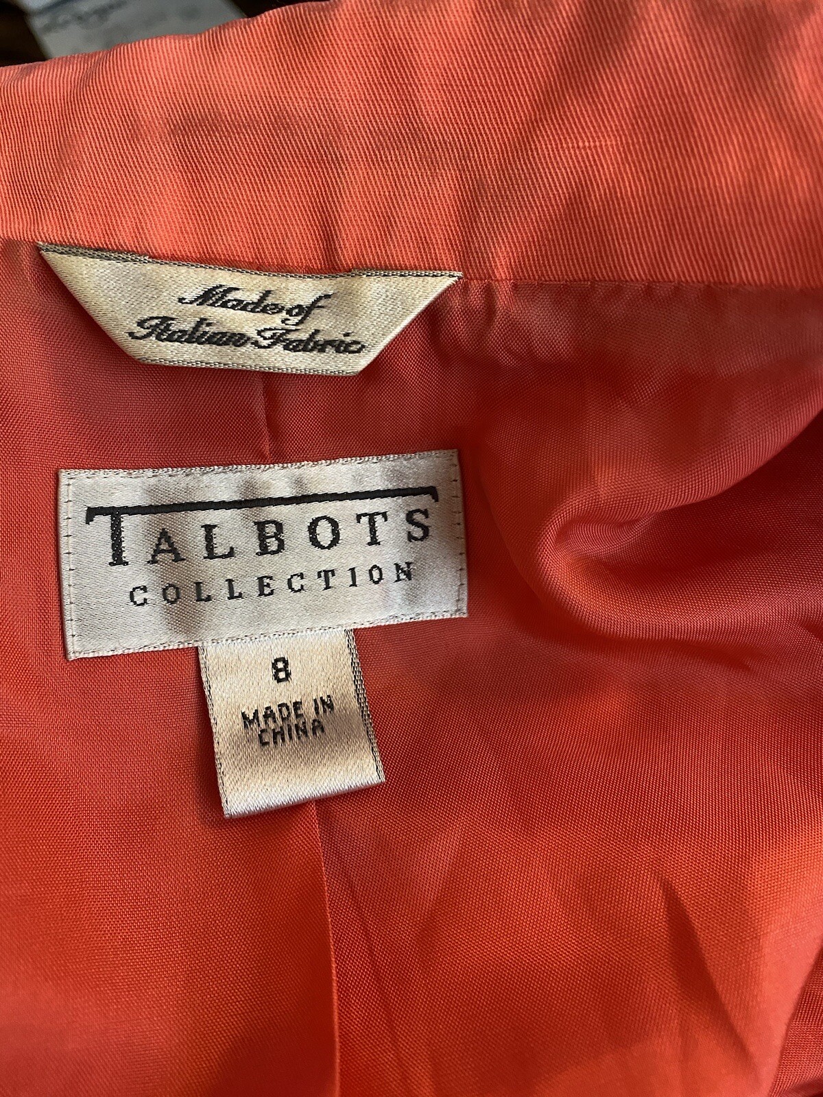 Talbots Collection Italian Linen Jacket Coral SZ 8 - Gem